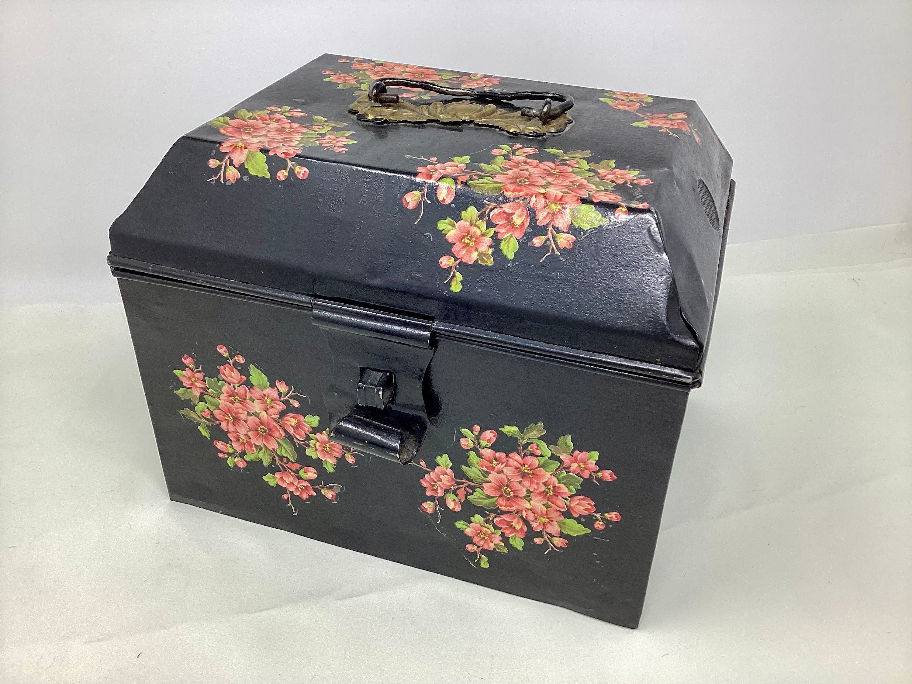Victorian Tin Box Hinged Lid Brass Handle 19th Century - Etsy