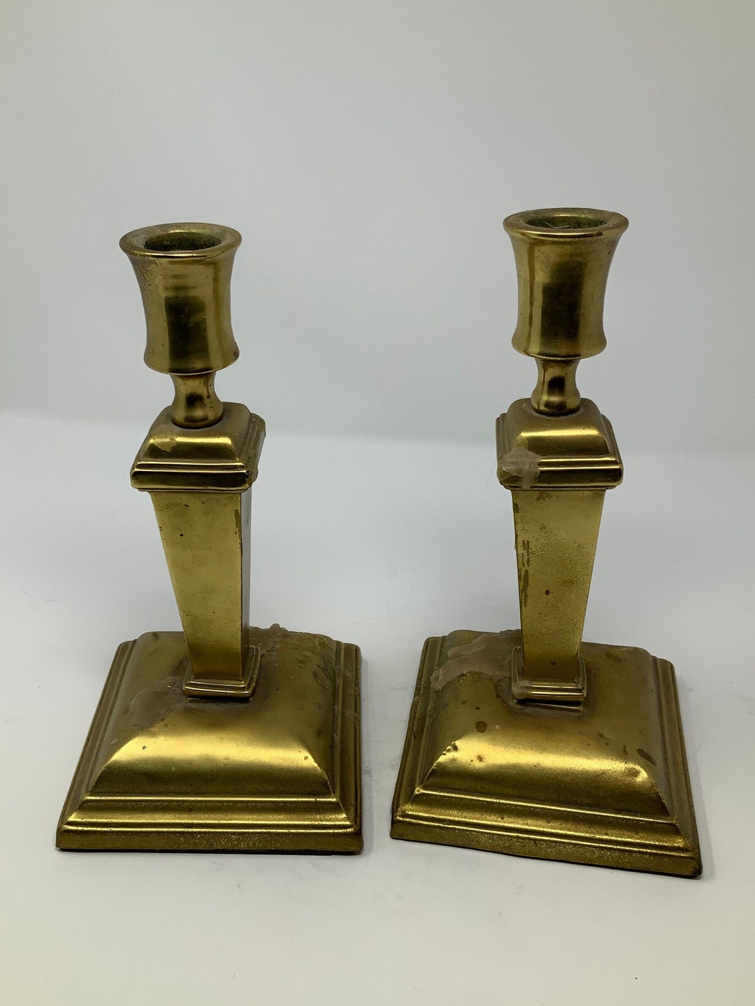 Antique Georgian Brass Candle Sticks Pair Solid Brass Circa 1800 - Etsy