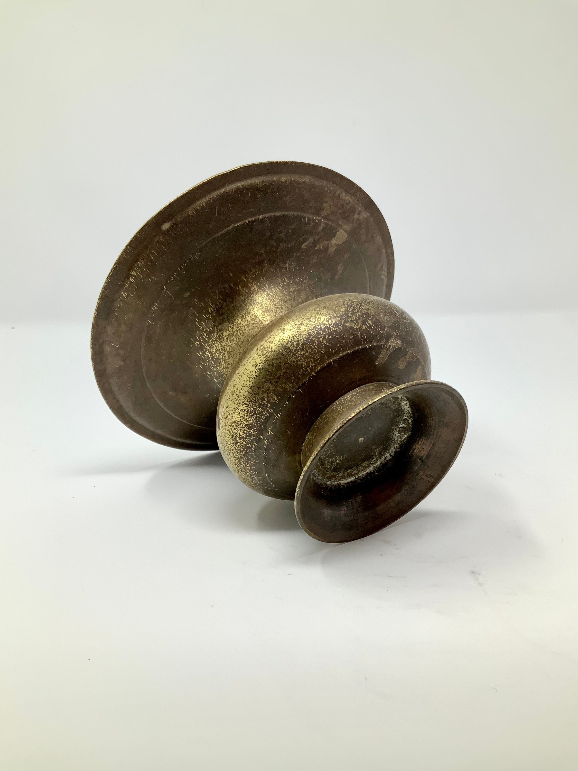 Antique Brass Spittoon With Great Patina Still Contains Moss and Wood ...