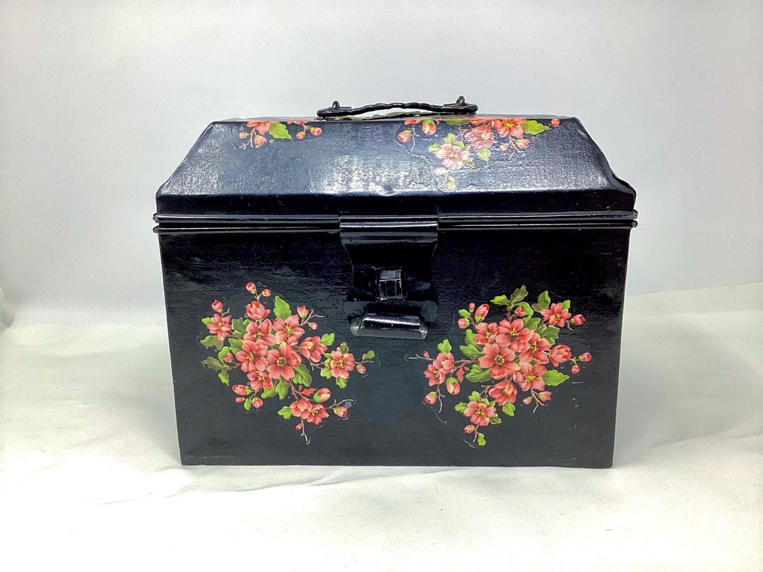 Victorian Tin Box Hinged Lid Brass Handle 19th Century - Etsy