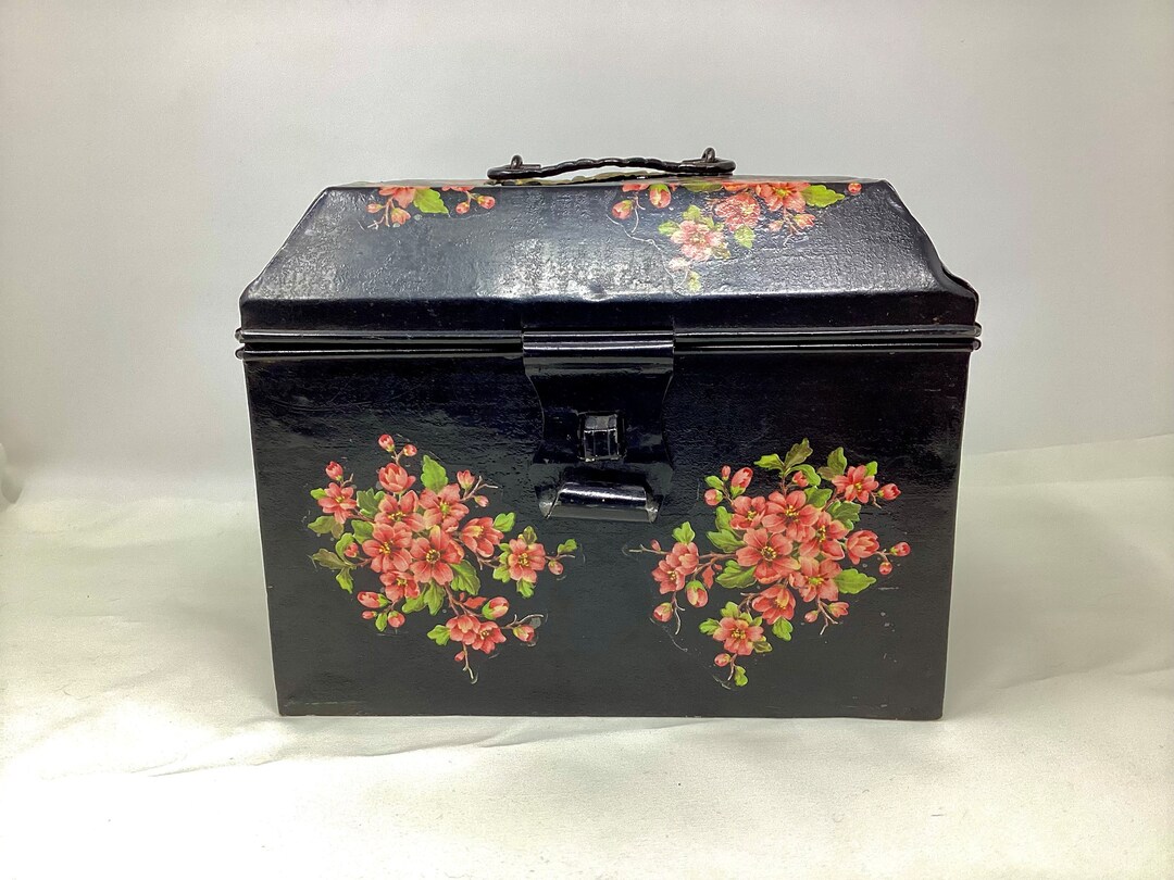 Victorian Tin Box Hinged Lid Brass Handle 19th Century - Etsy