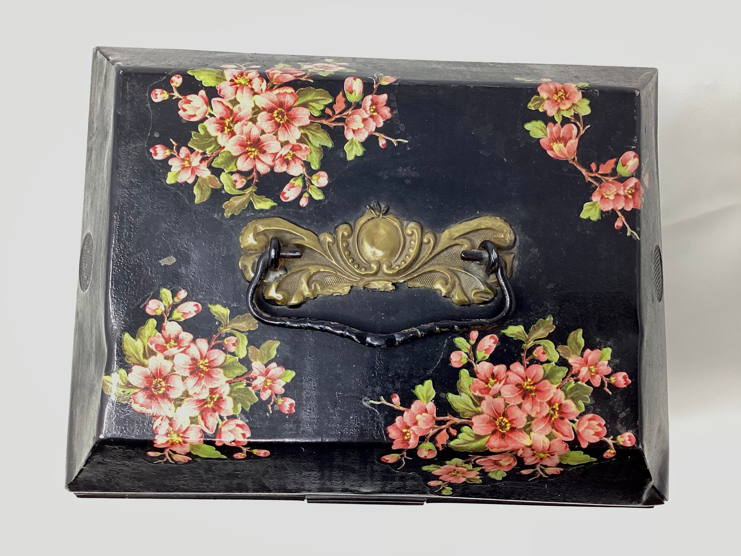 Victorian Tin Box Hinged Lid Brass Handle 19th Century - Etsy