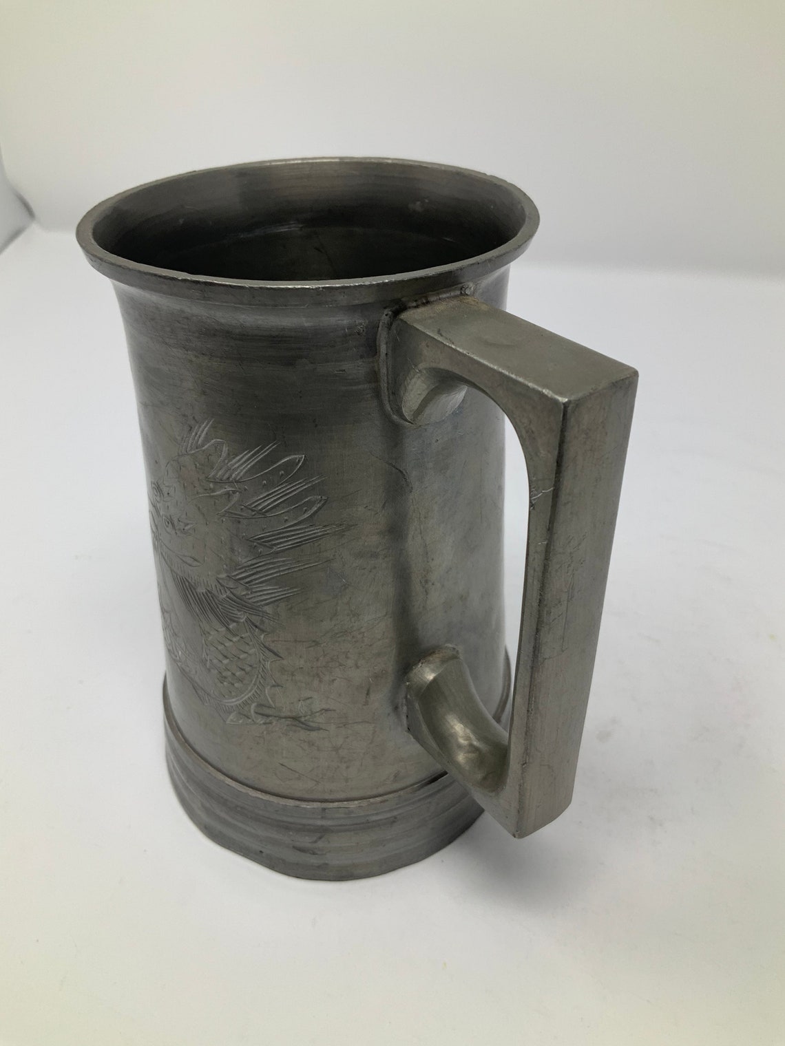 Antique Chinese Pewter Tankard Beer Stein Mug Etched DRAGON - Etsy