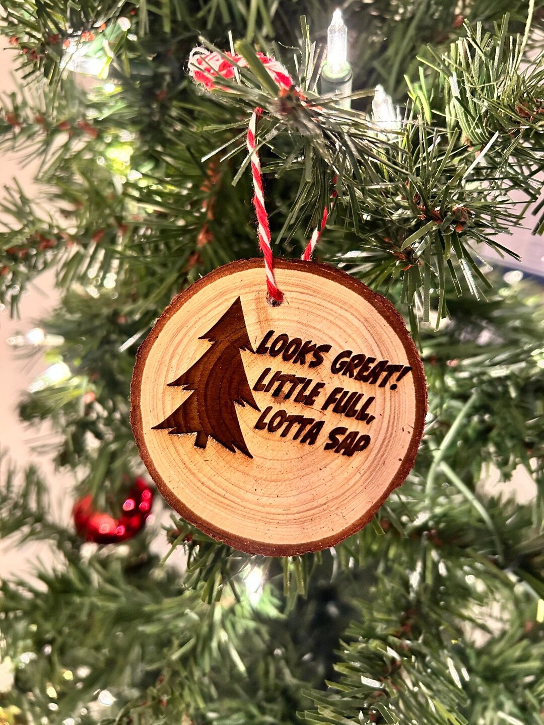 Little Full Lotta Sap Wood Christmas Ornament - Etsy