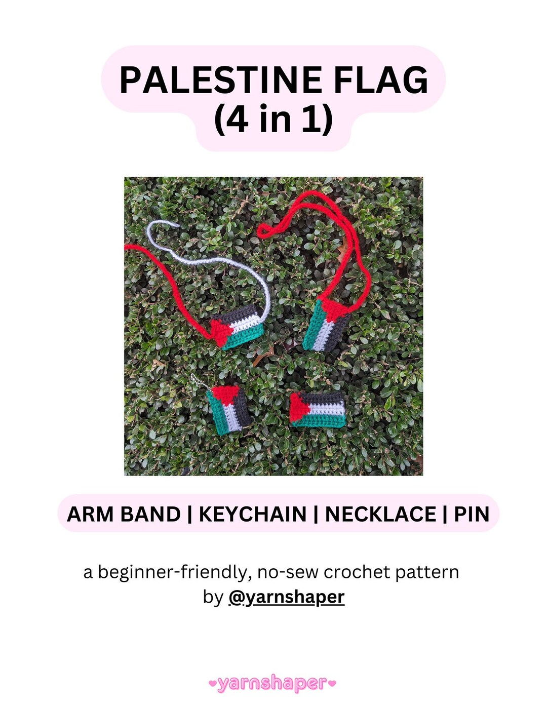 Palestine Flag 4 in 1 CROCHET PATTERN - Etsy