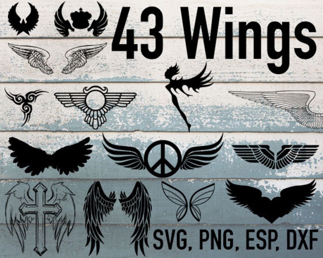 Title: Wing Svg / Wing Cut File / Wing Svg / Stencil File / Cut File ...