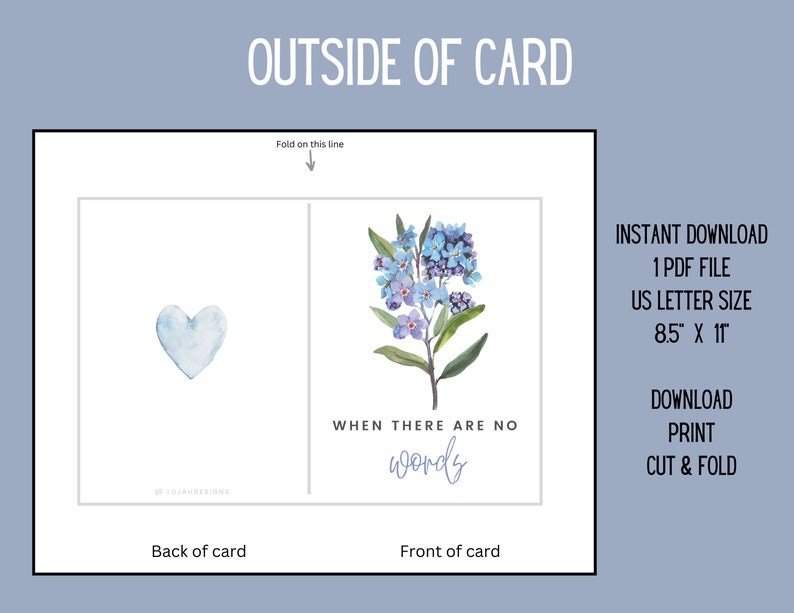 Miscarriage Printable Greeting Card, Instant Download PDF 5x7 Inch ...