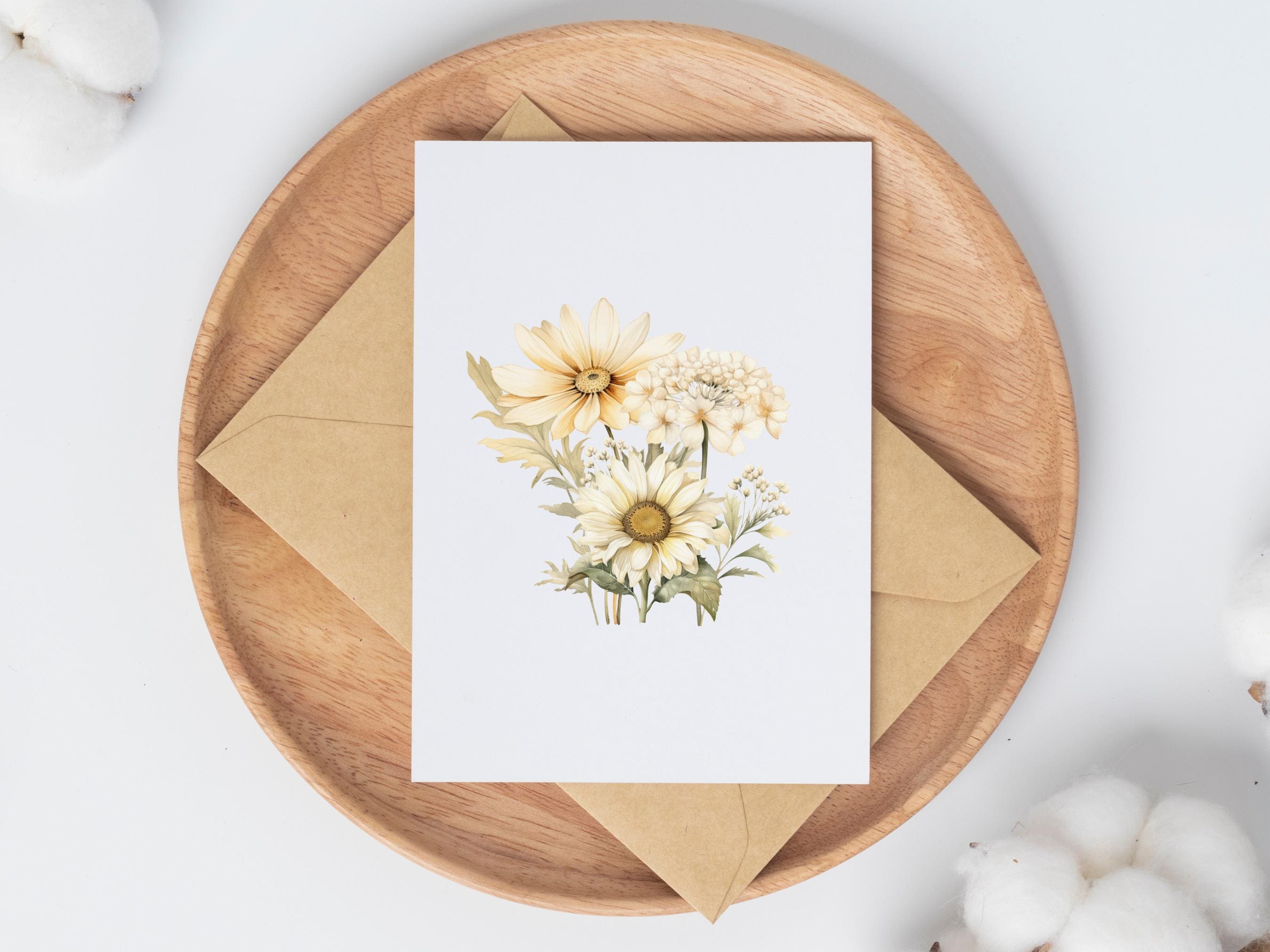 Note Card, Digital Download, Greeting Card, Daisey, Printable ...