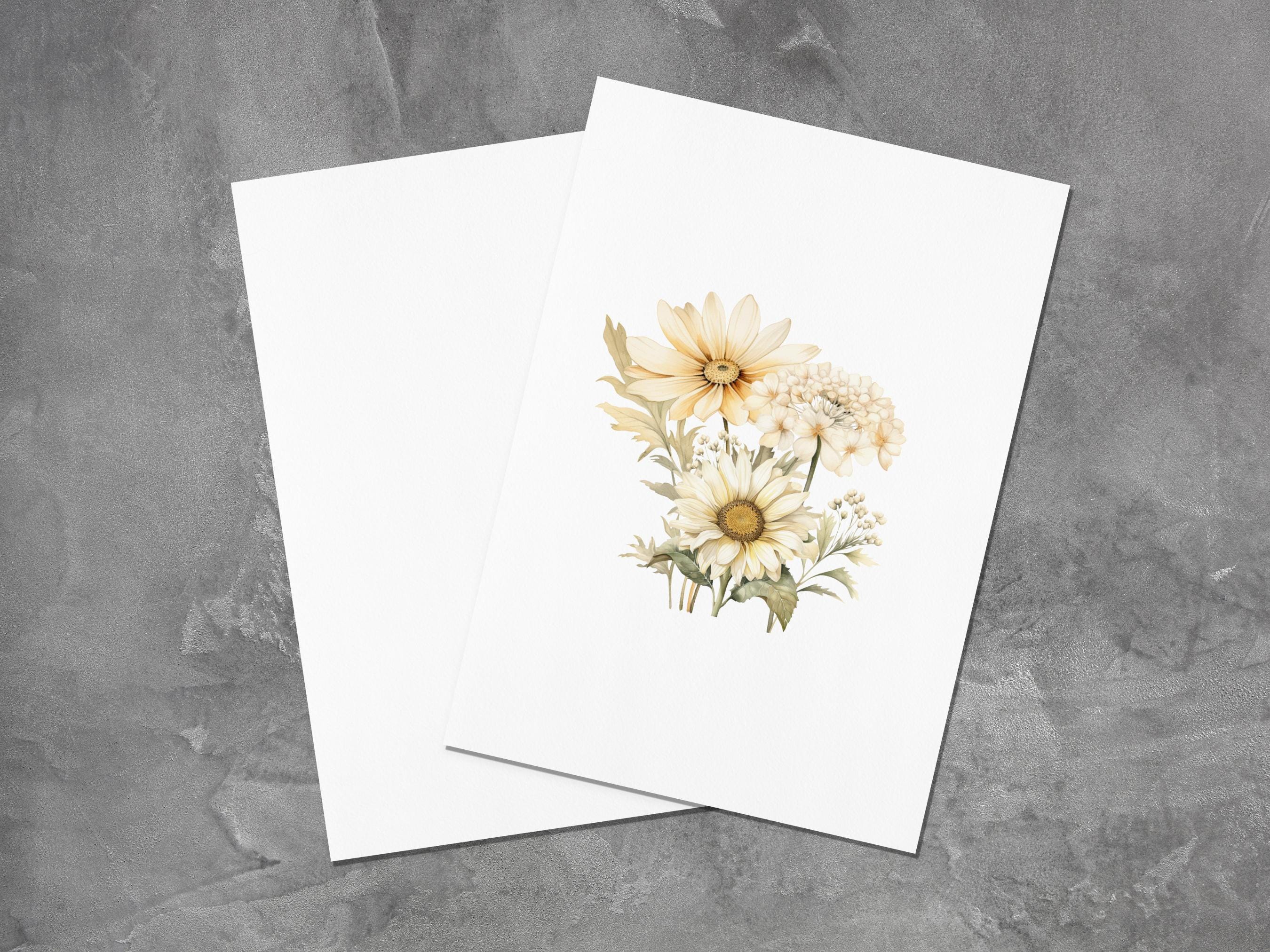 Note Card, Digital Download, Greeting Card, Daisey, Printable ...