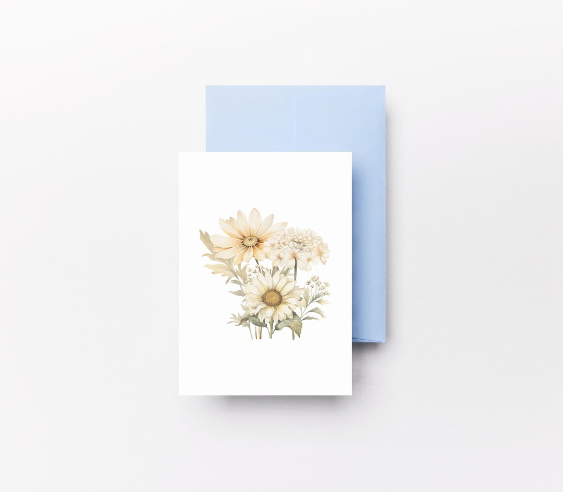 Note Card, Digital Download, Greeting Card, Daisey, Printable ...