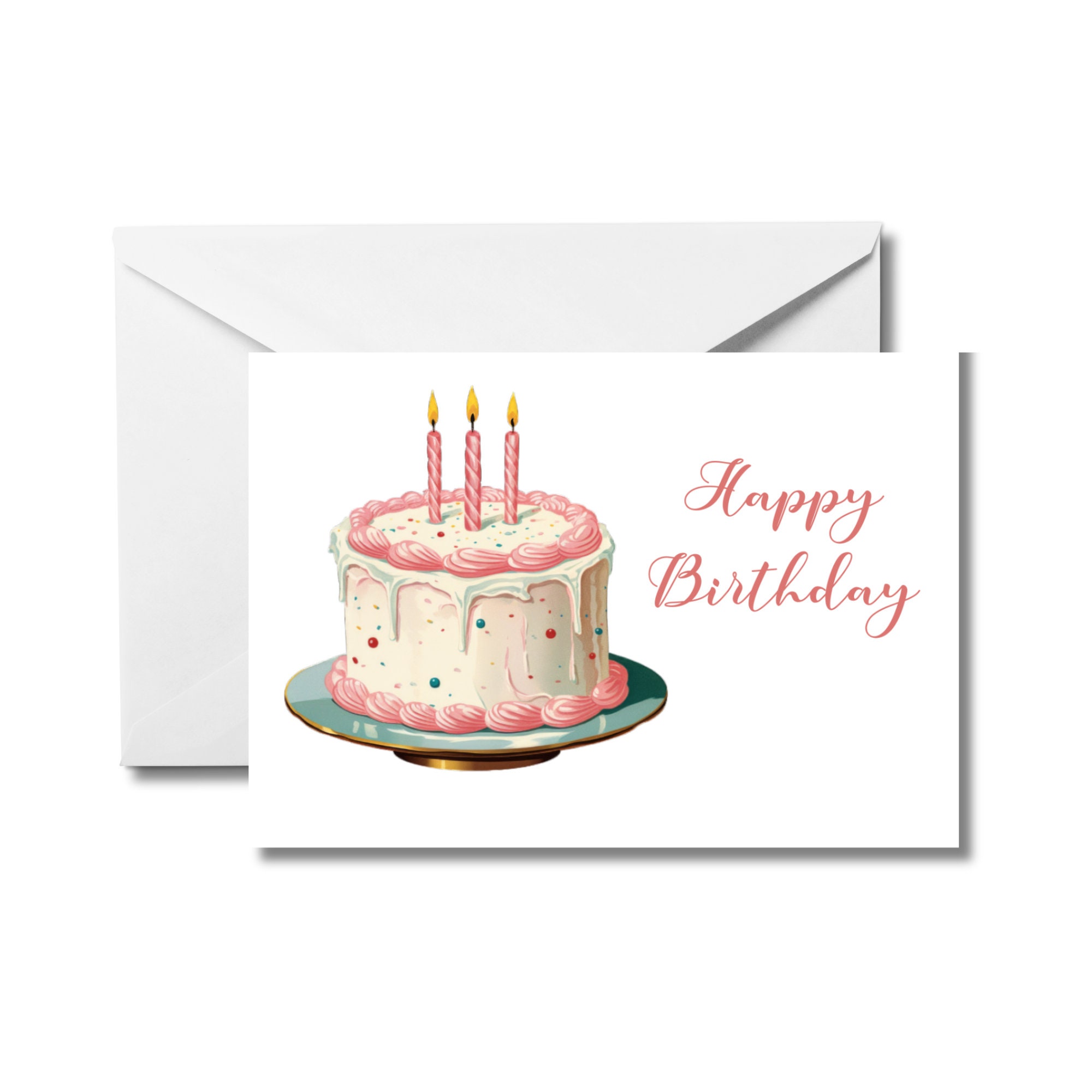 Printed Birthday Card Happy Birthday Card Blank Card Greeting Cards ...