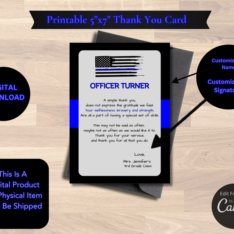 Police Thank You Cards - Etsy