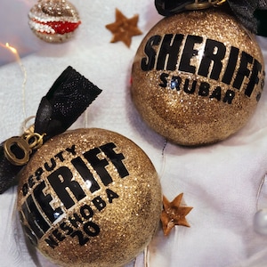 Police Sheriff Glass Ornament With Custom Gift Box and Card/police ...