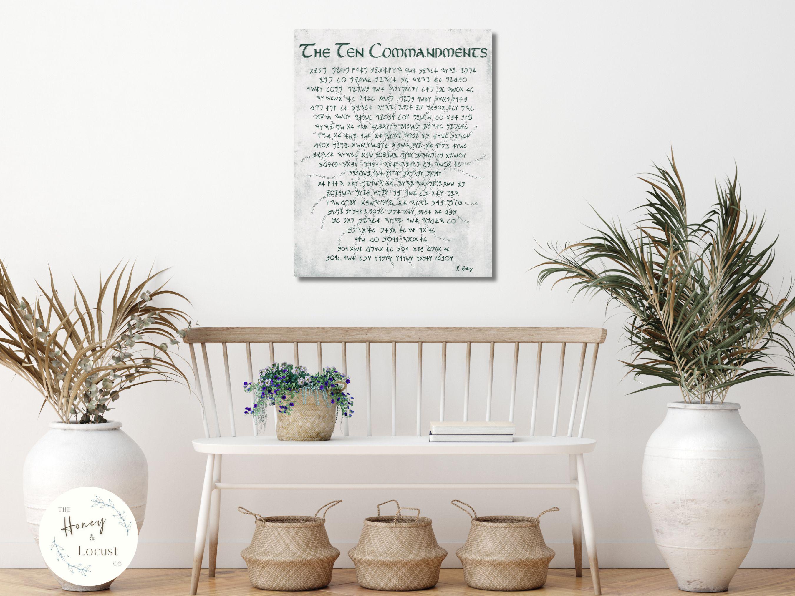 Ten Commandments Hebrew Roots Wall Art Ancient Semitic Canvas Abstract ...