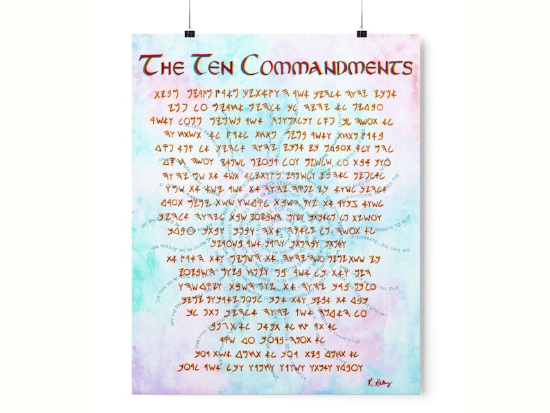 Ten Commandments 10 Paleo Hebrew Ancient Semitic Art Wall Canvas ...