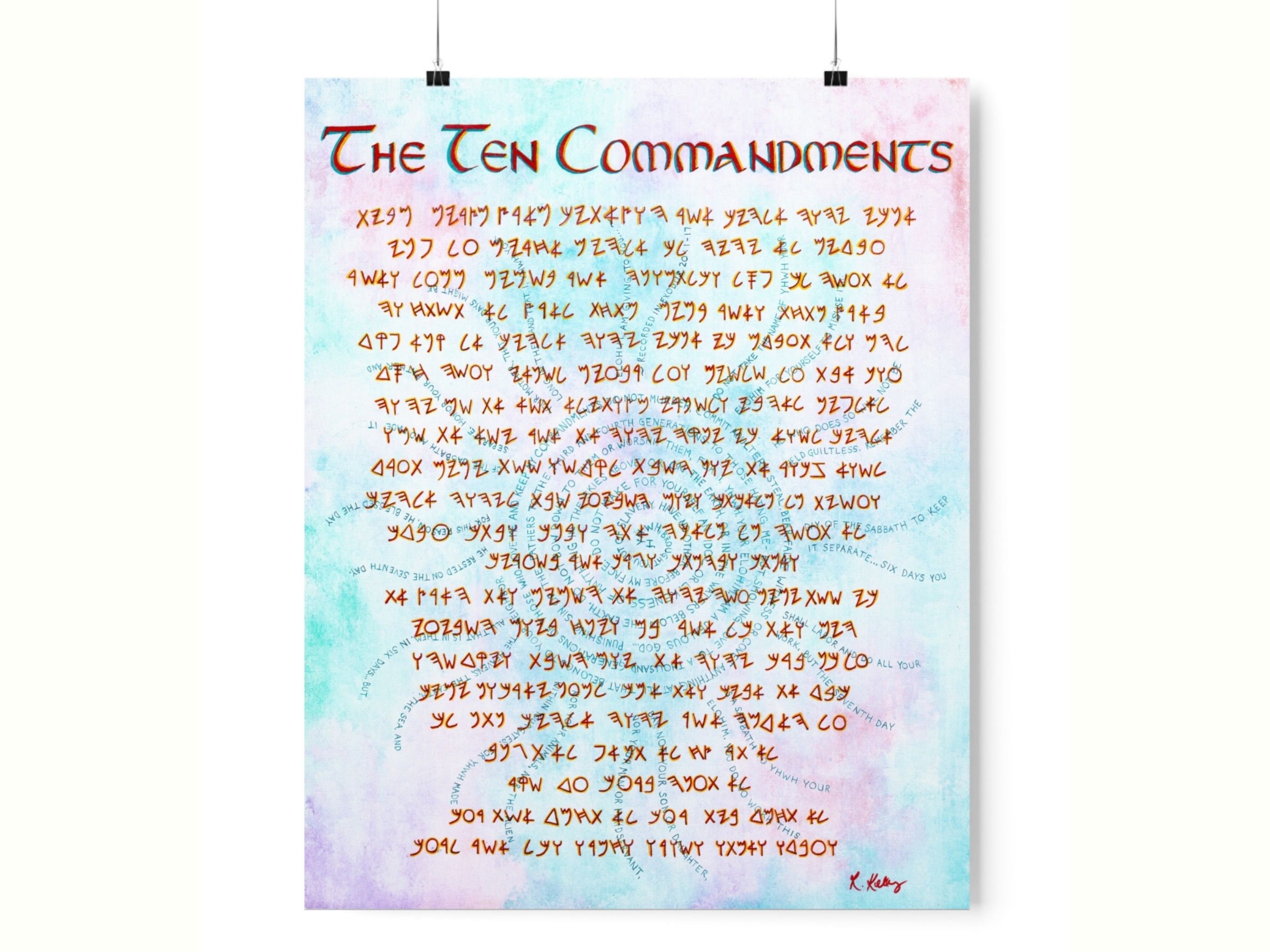Ten Commandments 10 Paleo Hebrew Ancient Semitic Art Wall Canvas ...