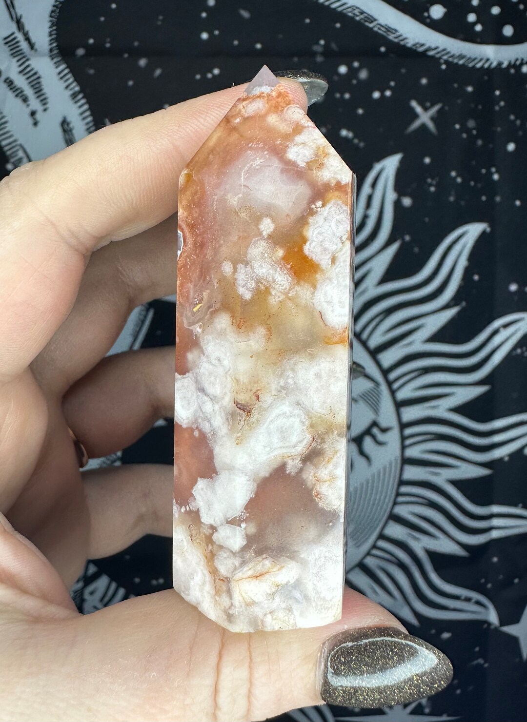 Carnelian X Flower Agate Tower - Etsy
