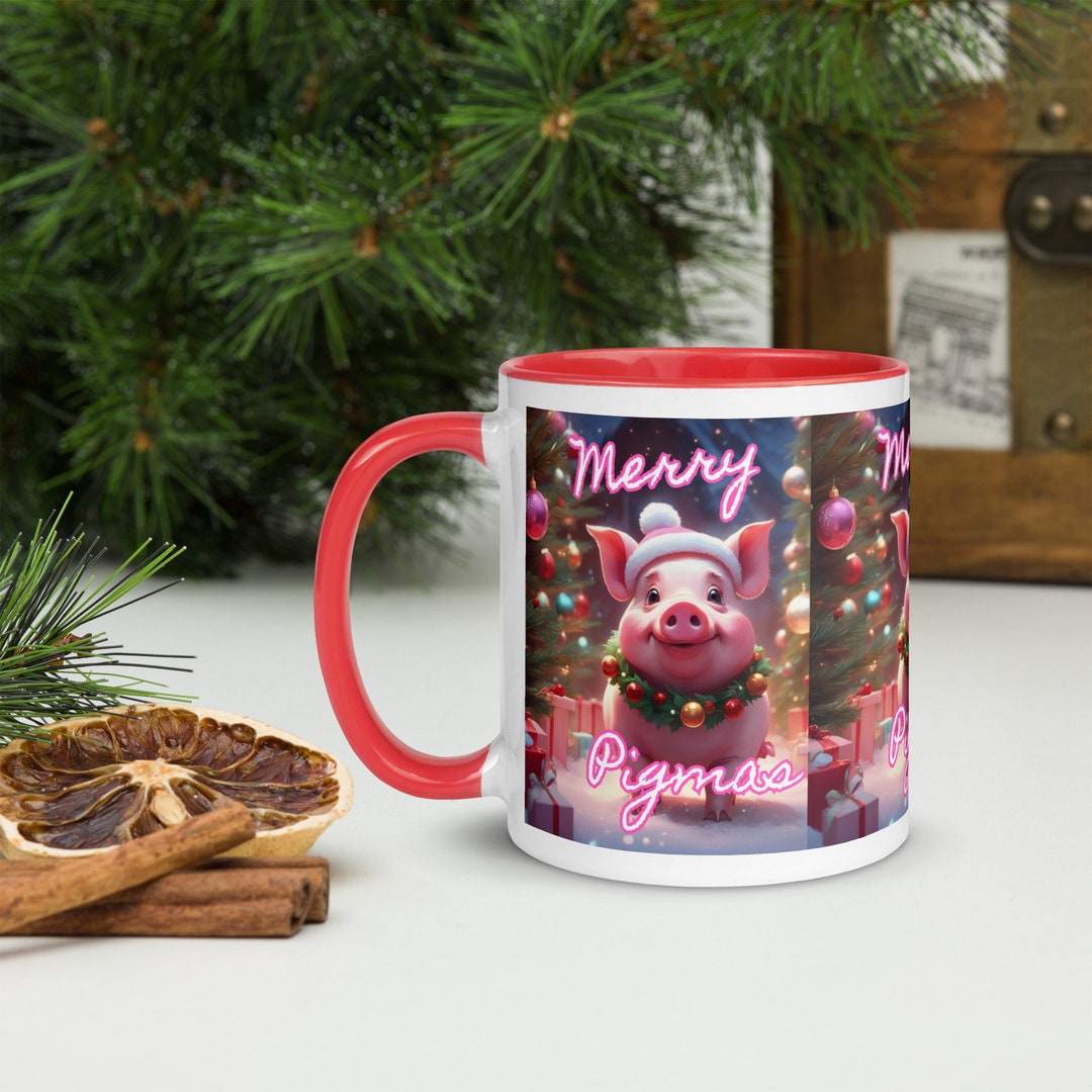 Merry Pigmas Cute Farm Pig Christmas Ceramic Mug, Funny Pig Lovers Mug ...