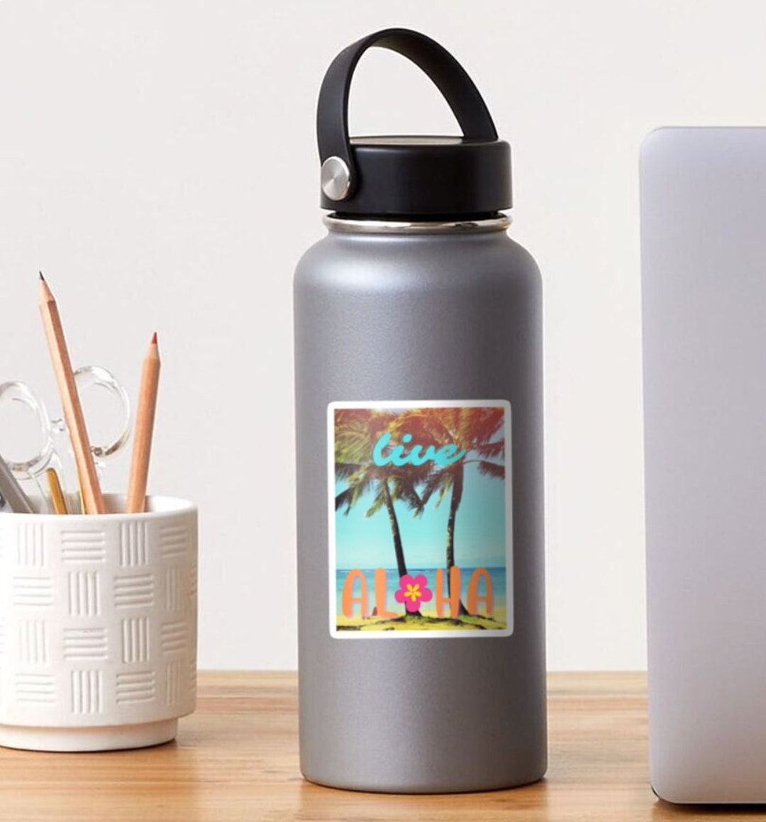 Hawaii Water Bottle Decal, Live Aloha Bubble-free Sticker, Aloha Decal ...