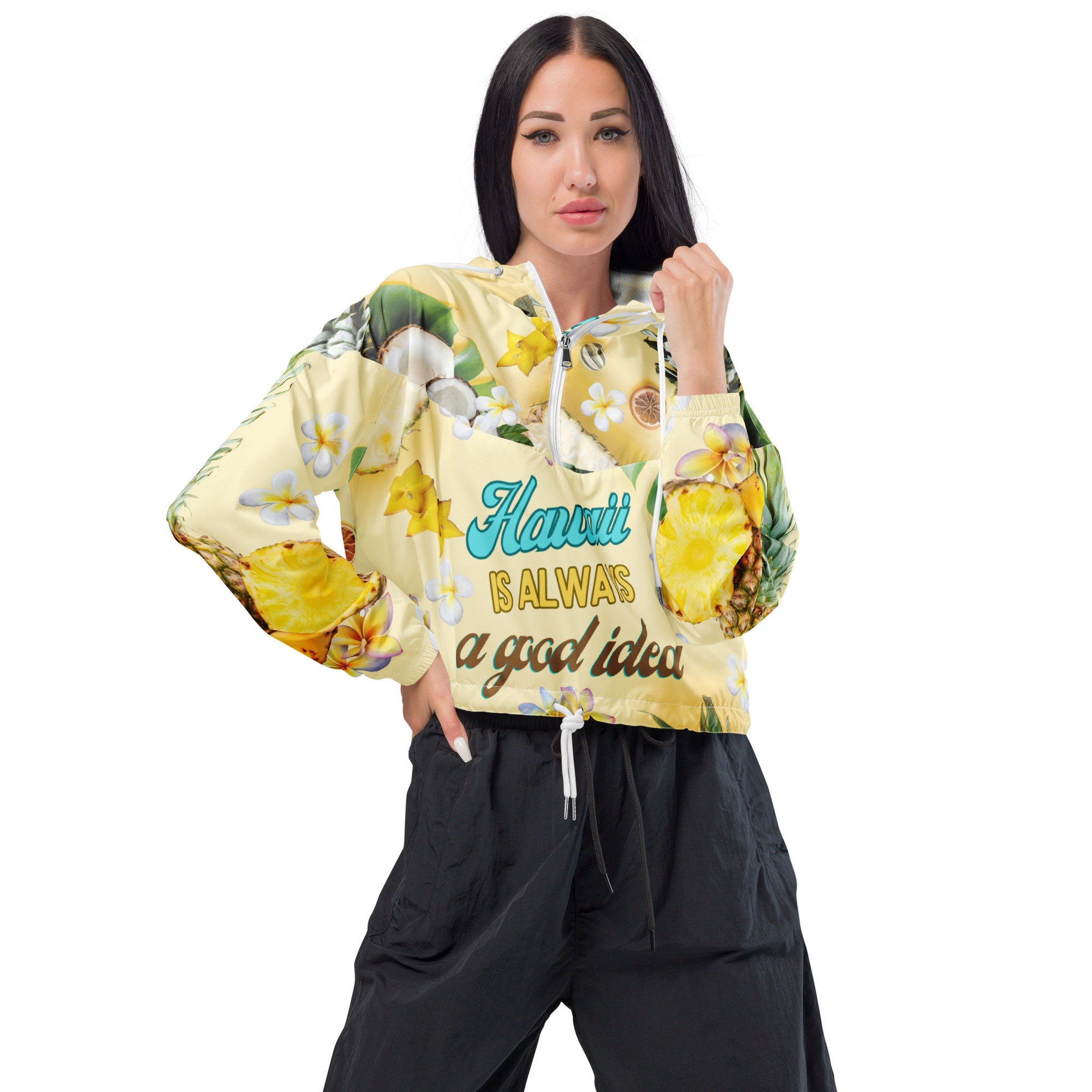 Hawaii is Always A Great Idea Women’s Cropped Windbreaker, Hibiscus ...