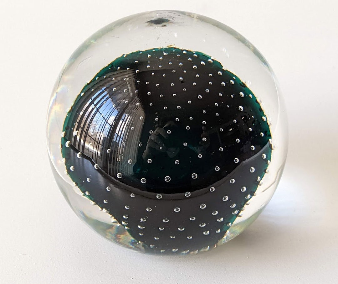 Pilgrim Art Glass Ball Paperweight, Dark Teal Color - Etsy