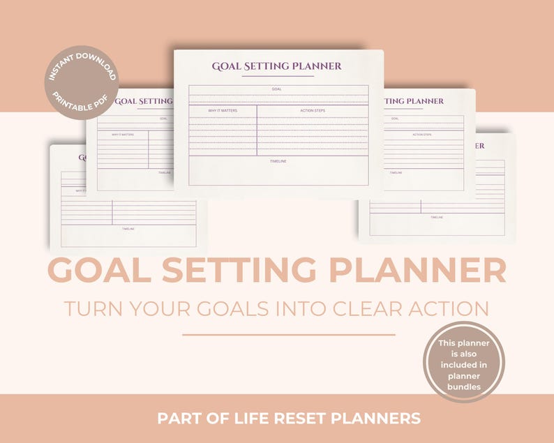 Goal Setting Planner Printable | Action Plan Worksheet (digital ...