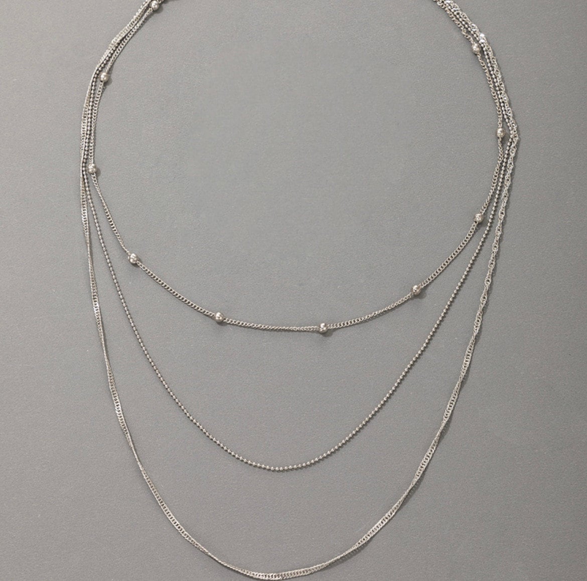 Layered Necklace Silver Layered Necklace 3 Layer Necklace. - Etsy UK