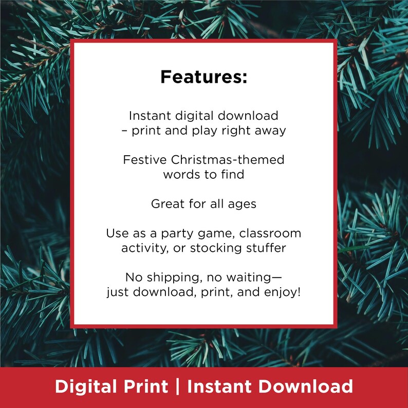 Christmas Word Search - Etsy