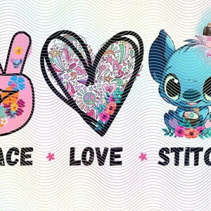 Peace, Love, Stitch, Shirt, Png, Sublimation - Etsy