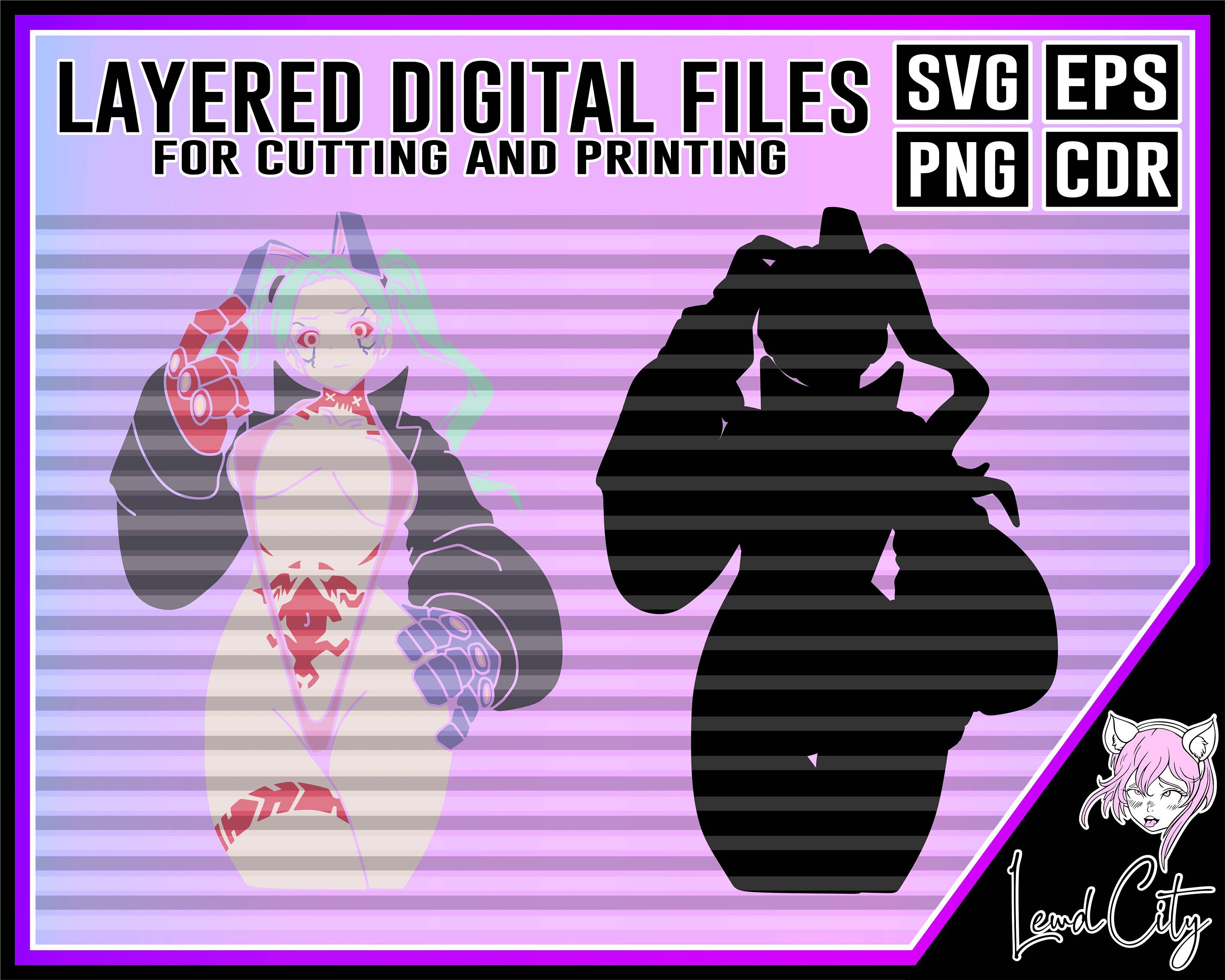 Cyber Bunny Girl Digital Files Png / Eps / Svg / Cdr for Cutting and ...