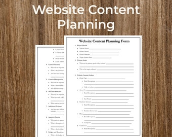 Website Content Planning Form Template | Printable | Fillable | PDF ...