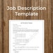 Job Description Template | Word | Employment Template | Business Forms ...