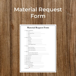 Materials Request Form for Small Businesses, Contractors and Construction Projects | Printable ...
