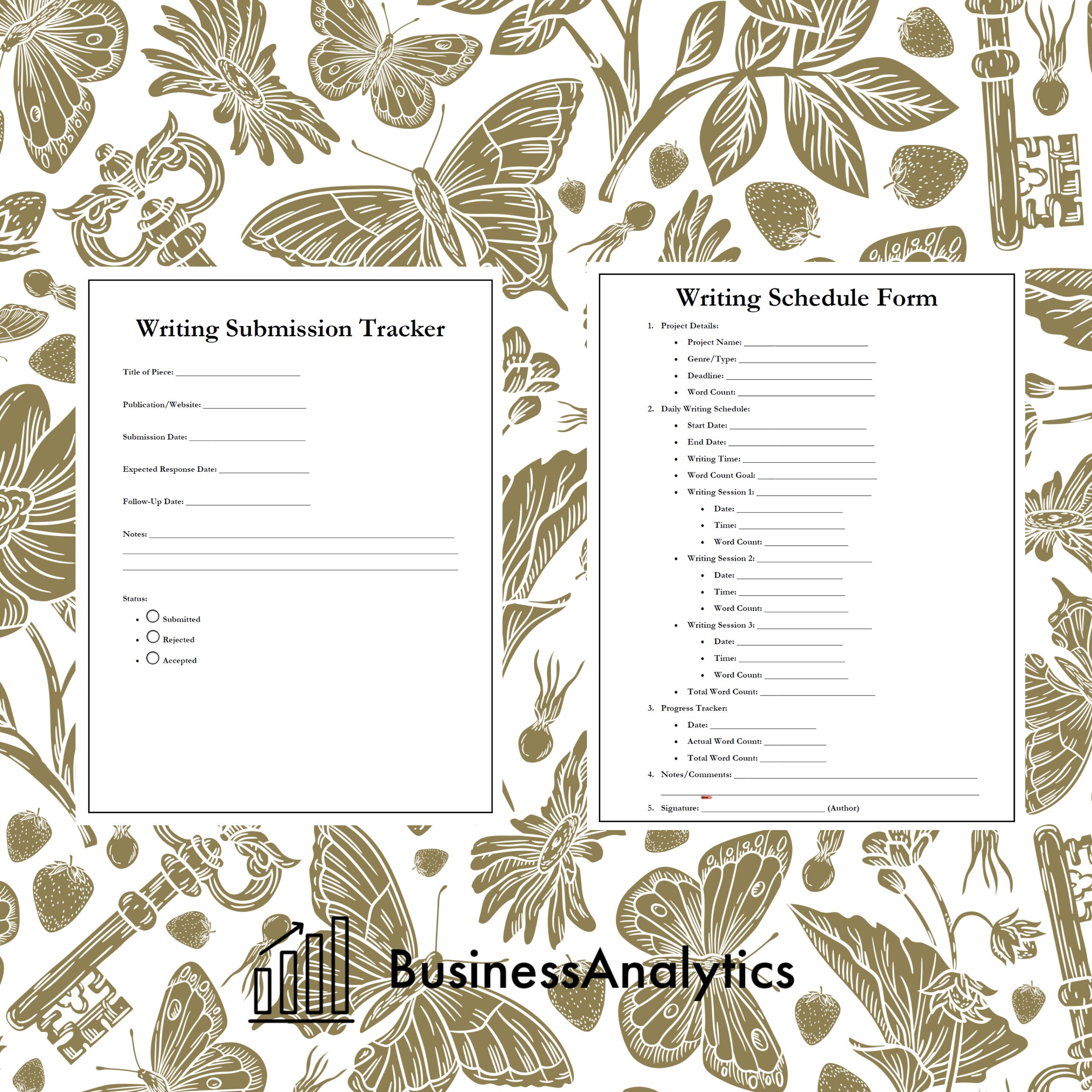 Writer Business Form Bundle Printable Fillable PDF Digital Download ...