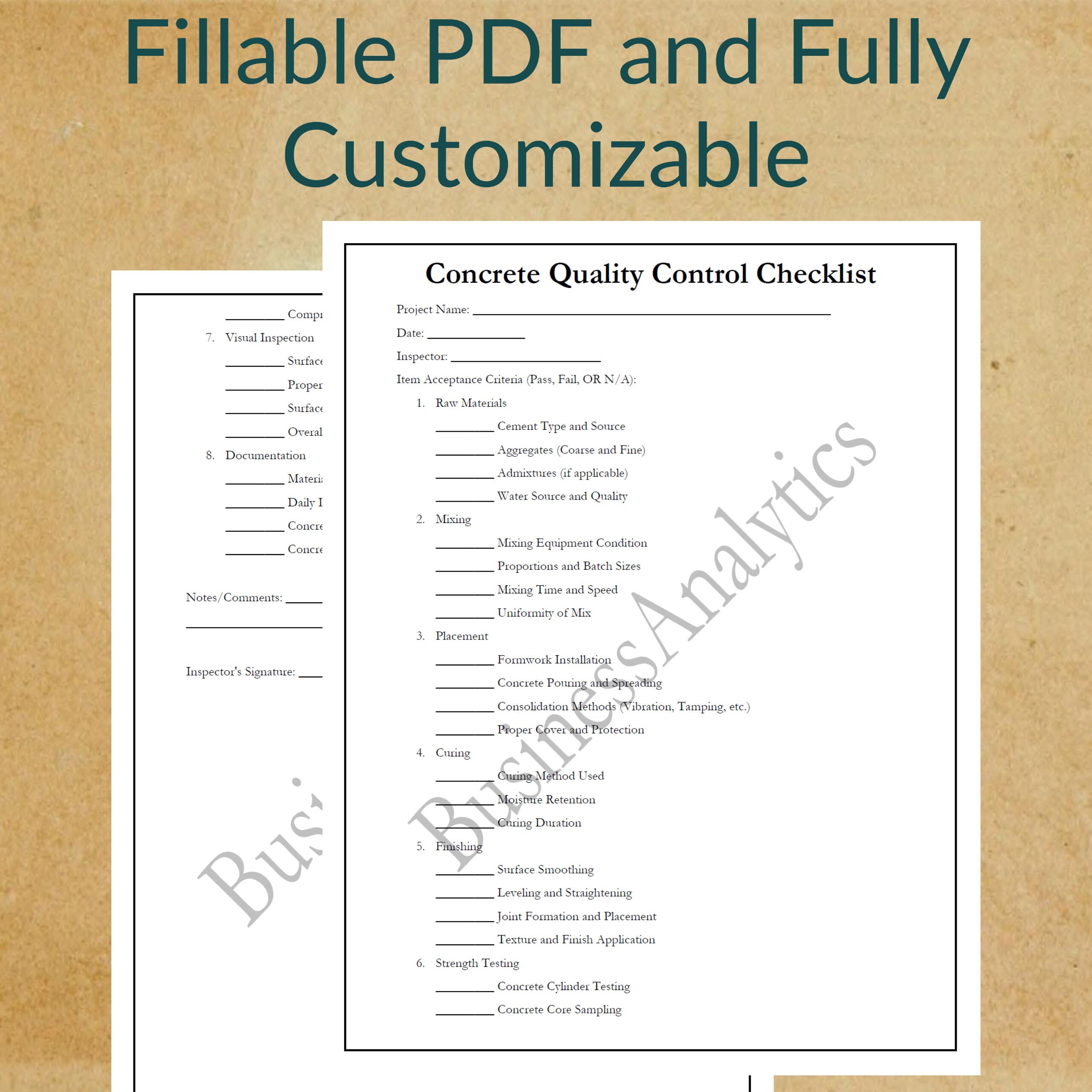 Concrete Quality Control Checklist | Inspection and Compliance Form ... Concrete Quality Control Checklist | Inspection and Compliance Form ...