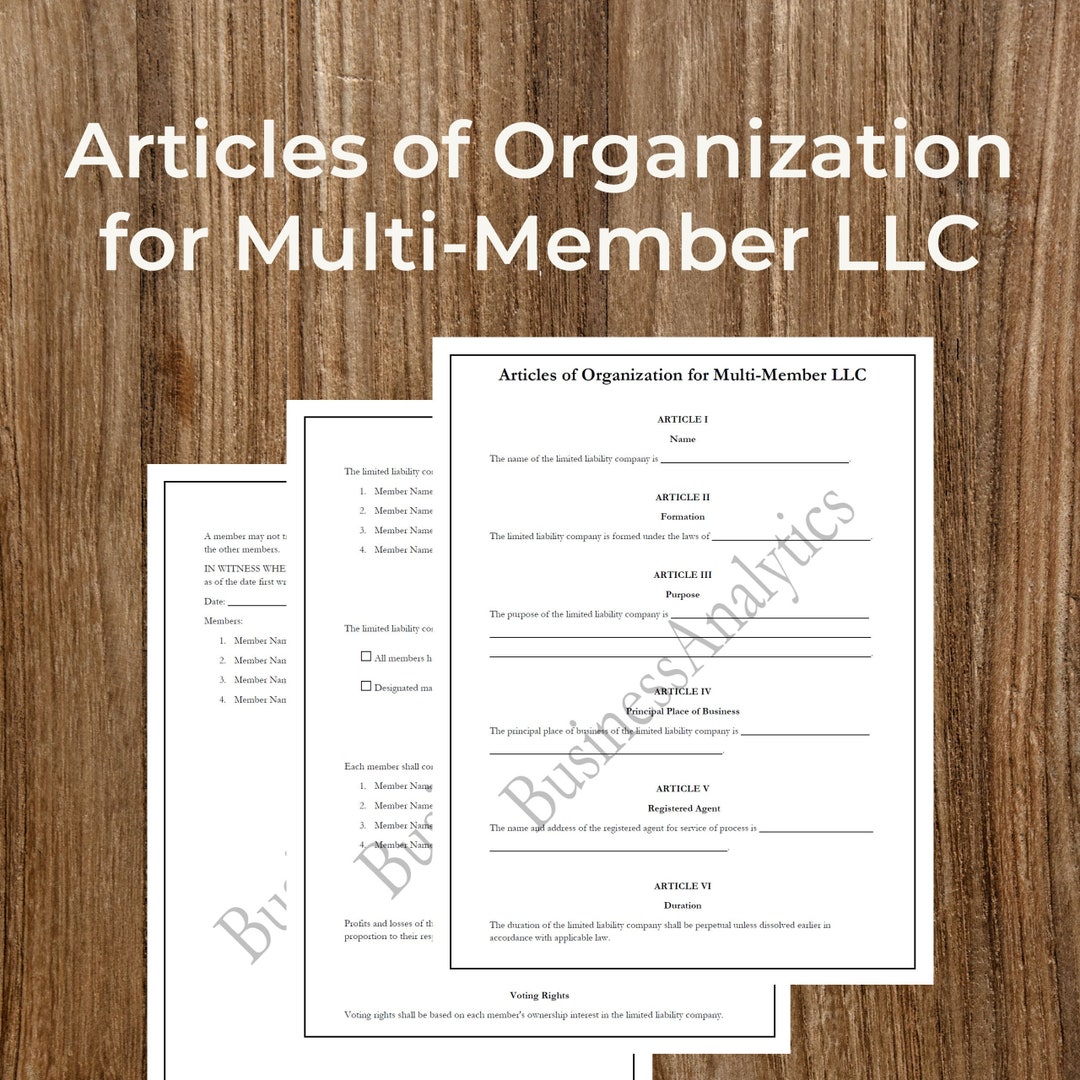 Articles of Organization for Multi-member Llcs | Legal Template ...