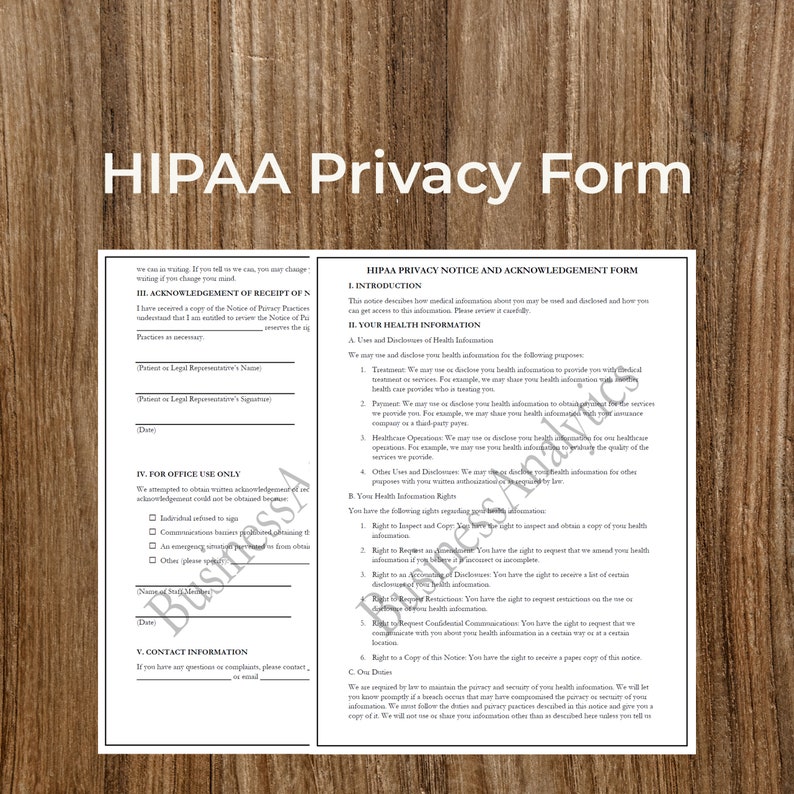 HIPAA Privacy Notice and Acknowledgement Form - Protect Your Patients ...