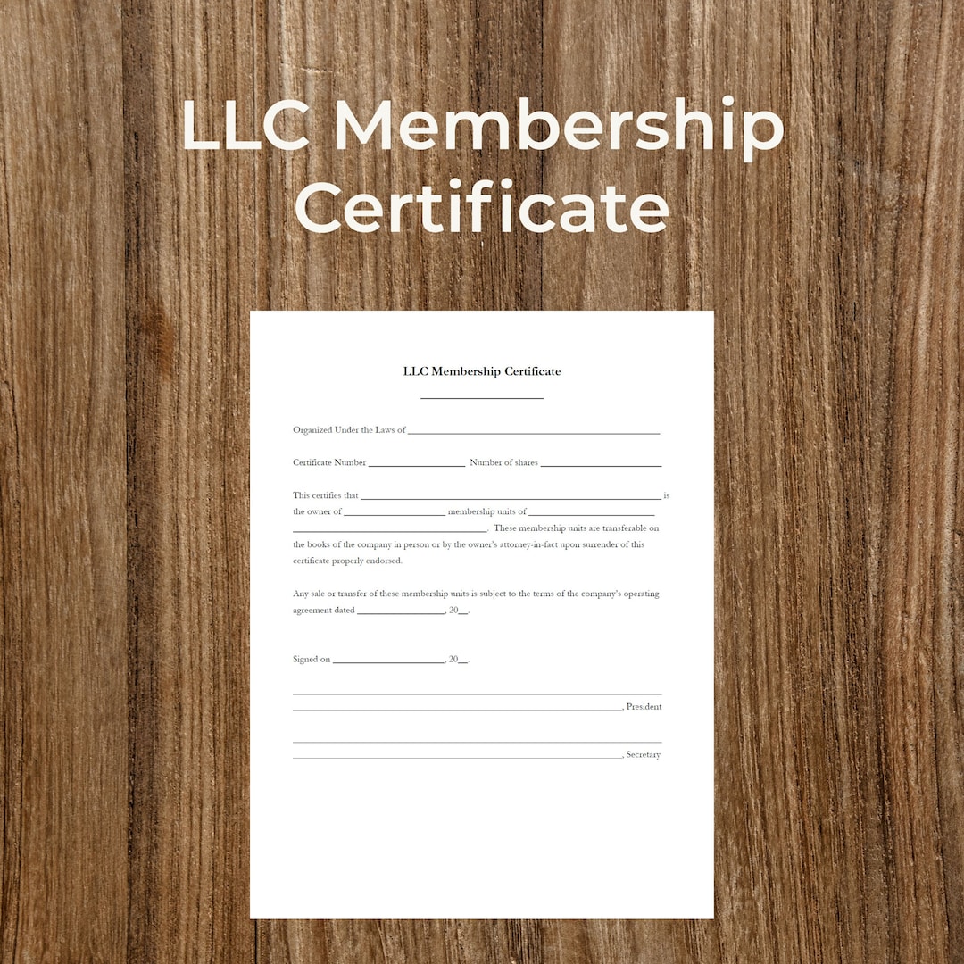 LLC Membership Certificate | A Distinctive Seal of Ownership in Your ...