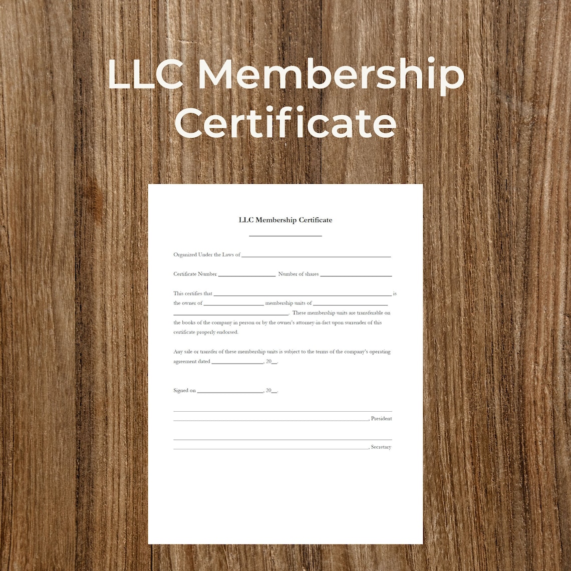 LLC Membership Certificate | A Distinctive Seal of Ownership in Your ...