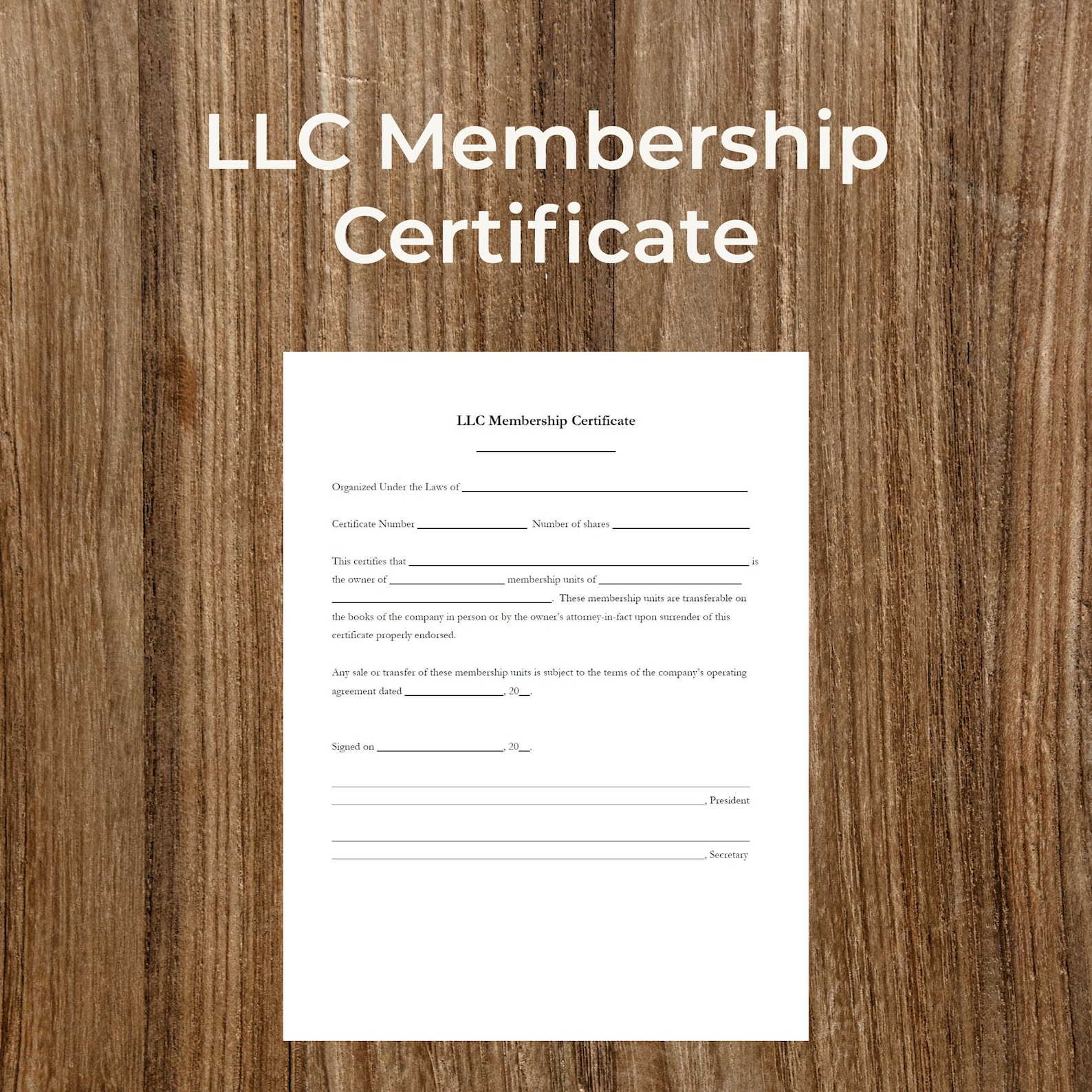 LLC Membership Certificate | A Distinctive Seal of Ownership in Your ...