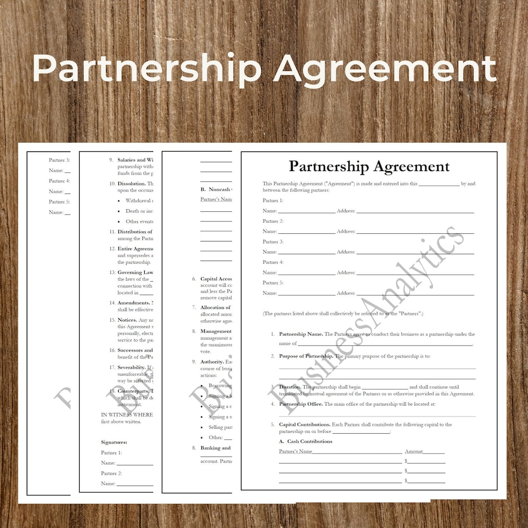 Partnership Agreement | PDF | Form Fillable | Printer Friendly ...