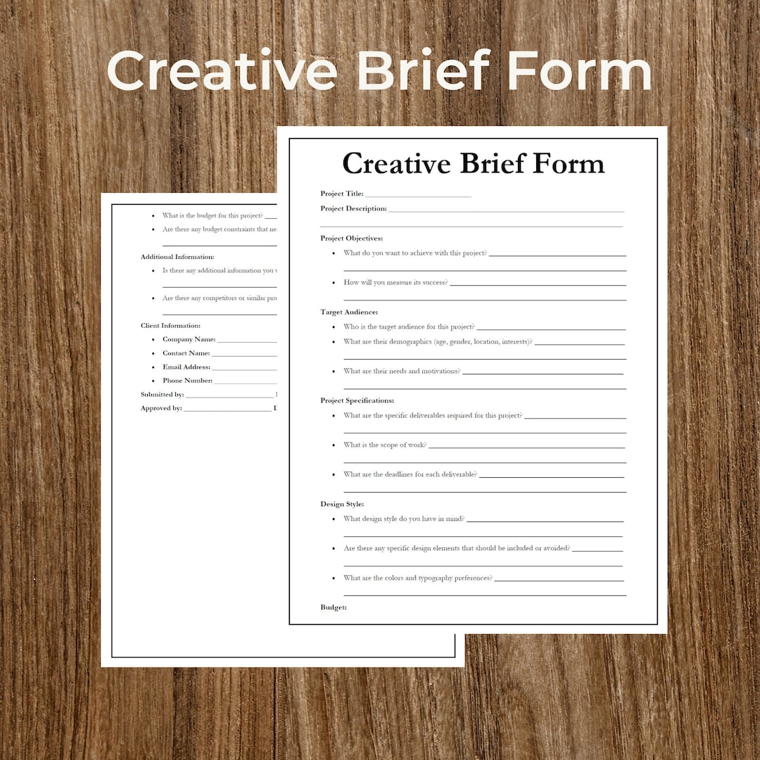 Creative Brief Form Template - Design Project Planning | Printable ...