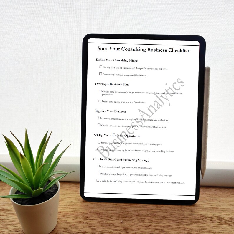 Consulting Business Checklist – Printable, Fillable PDF, Customizable ...