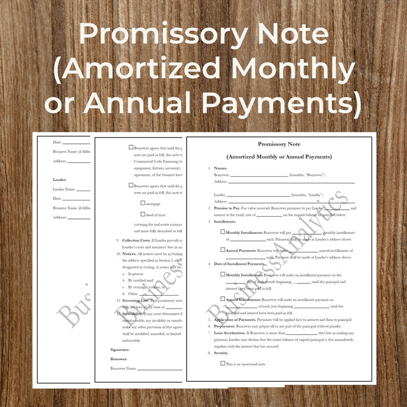 Promissory Note | PDF | Form Fillable | Printer Friendly | Business ...