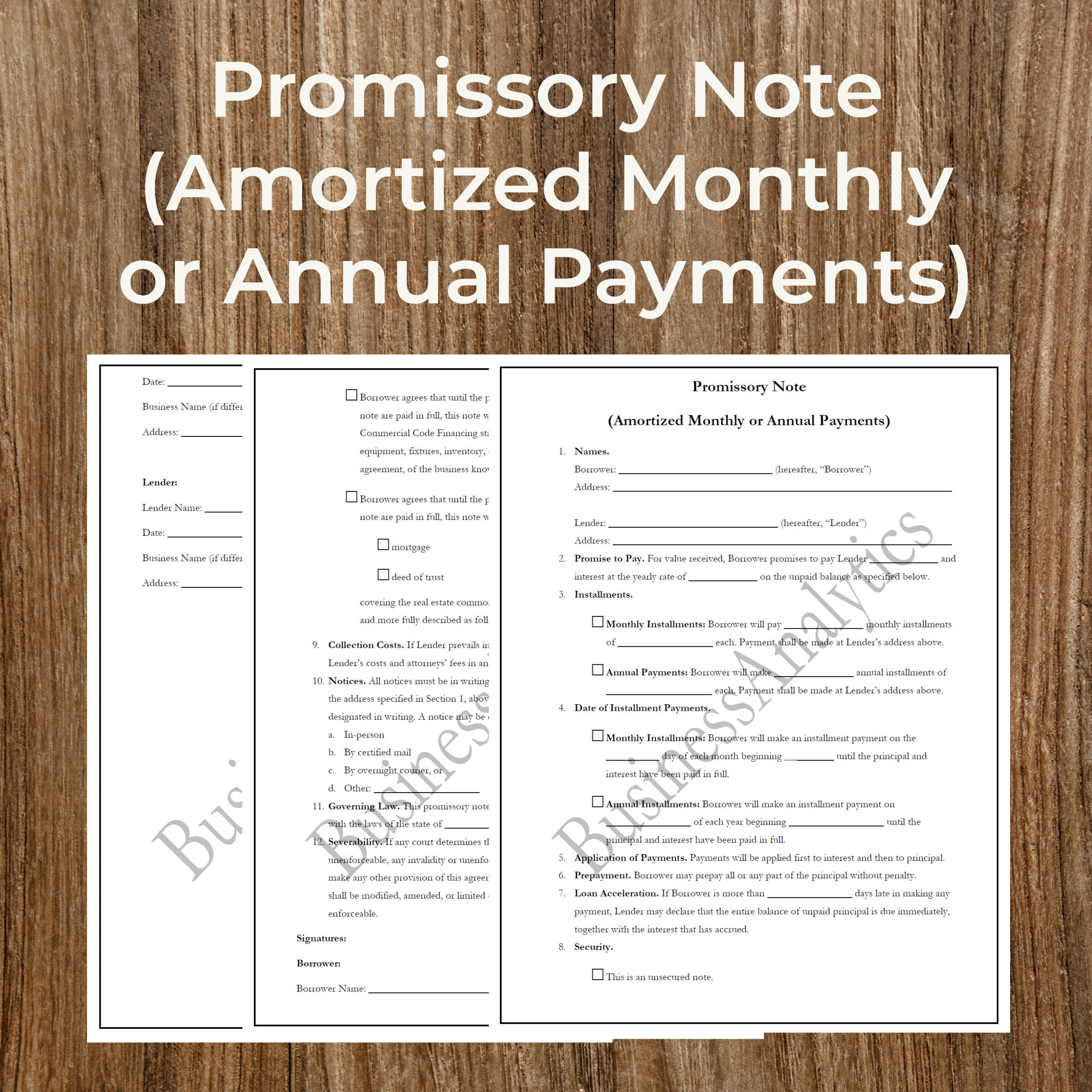 Promissory Note | PDF | Form Fillable | Printer Friendly | Business ...