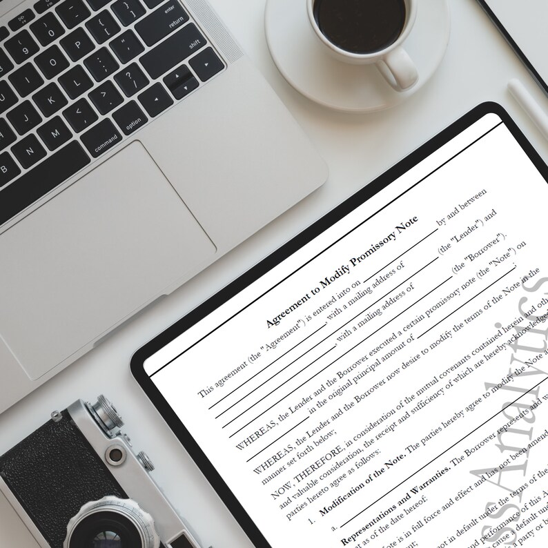 Agreement to Modify Promissory Note - Legal Contract Template for Loans and Debts | Printable ...