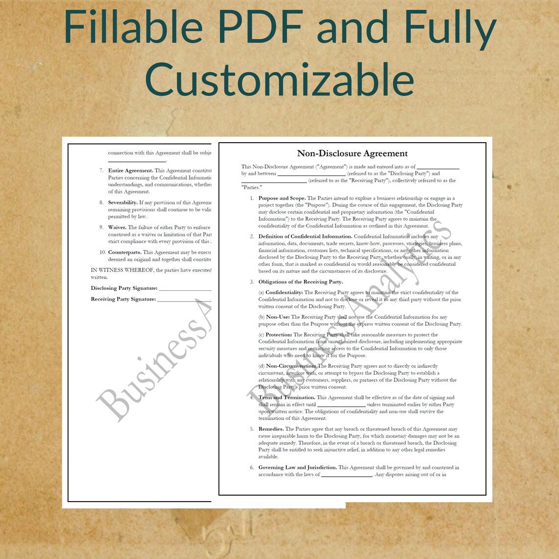 Non-disclosure Agreement (NDA) Form | Printable | Fillable | PDF ...