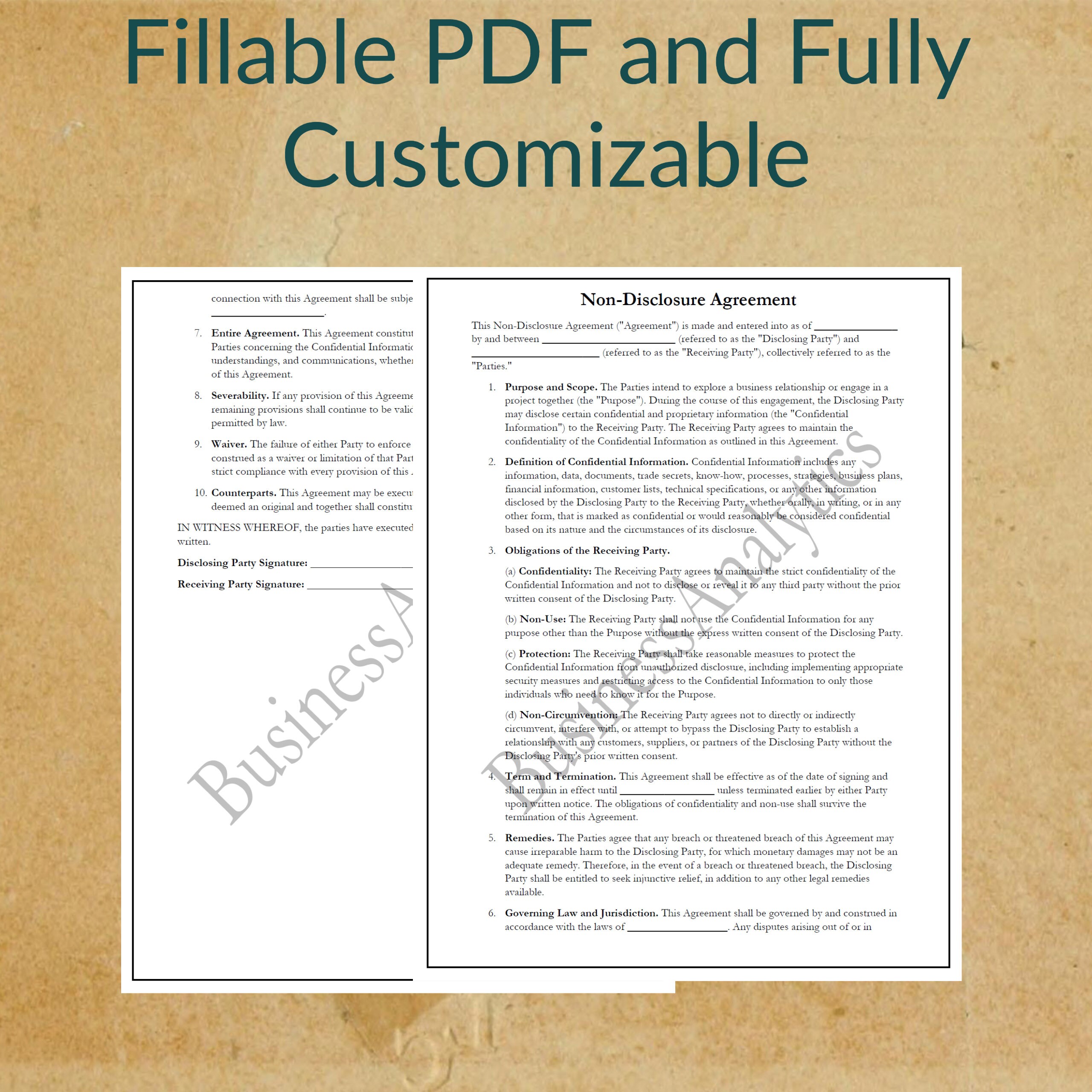 Non-disclosure Agreement (NDA) Form | Printable | Fillable | PDF ...