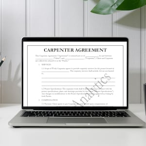 Carpenter Agreement Template | Contractor Forms | Business | Printable ...