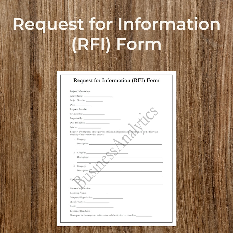 Request for Information (RFI) Form | Business Forms | Contractors ...